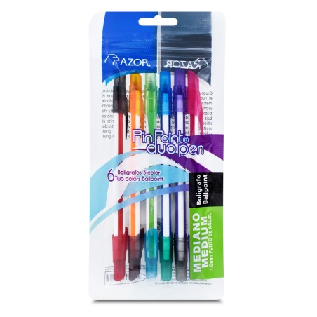 BOLIGRAFO AZOR PIN POINT DUO 1.00MM SURTIDOS 6PZ-AZOR-BOLIGRAFO