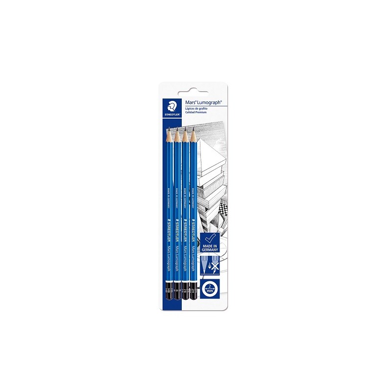 LAPIZ DE GRAFITO HB,2H,B,2B LUMOGRAPH 4PZ-STAEDTLER-LAPIZ GRAFITO/DIBUJO